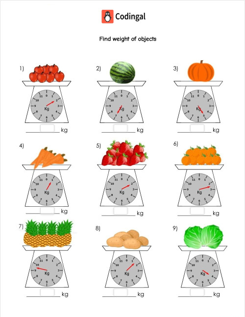 M_G02M14L64_WA01_Find weight of objects. Interactive worksheet ...