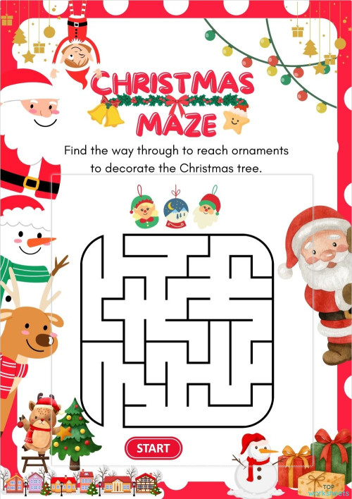 Christmas Maze. Interactive worksheet | TopWorksheets