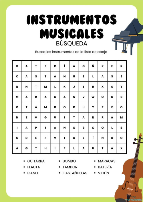 Instrumentos musicales: fichas interactivas y ejercicios online ...