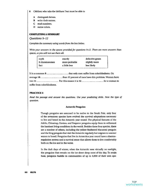 Academic Reading Test 4 (Mon, K2). Interactive worksheet | TopWorksheets