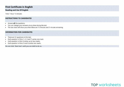 FCE test 4 Reading and Use of English. Interactive worksheet ...