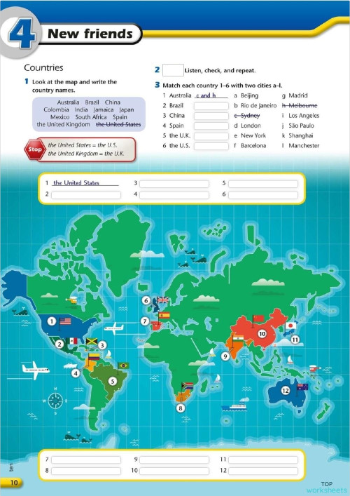 Countries #1. Interactive worksheet | TopWorksheets