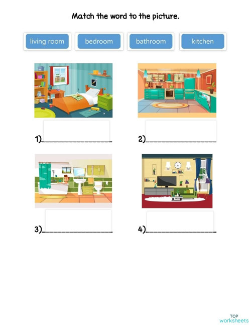 practice-rooms and objects 1. Interactive worksheet | TopWorksheets