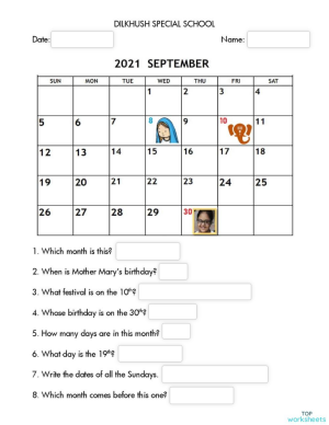 CALENDAR READING - MONTHS. Interactive worksheet | TopWorksheets
