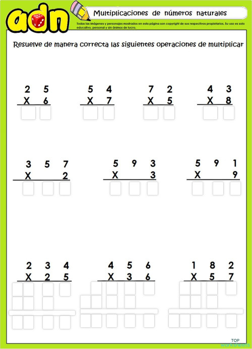 Multiplicación y división. Ficha interactiva | TopWorksheets