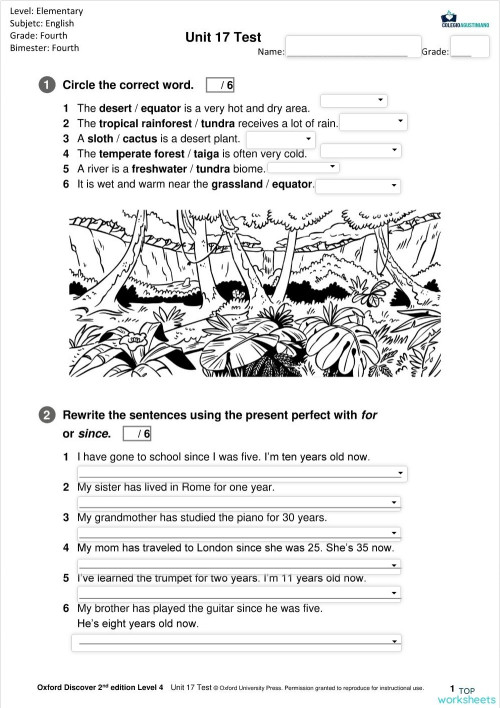 Unit 17 Test 4th. Grade. Interactive worksheet | TopWorksheets