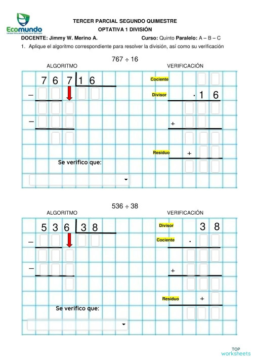 OPTATIVA 1 IIIPIIQ DIVISIÓN. Ficha interactiva | TopWorksheets