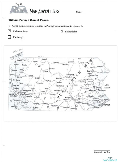 Chapter 8: Map Adventures Pg 85-86. Interactive worksheet | TopWorksheets