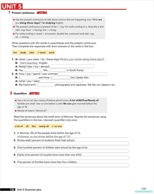 UNIT 5 - GRAMMAR PLUS. Interactive worksheet | TopWorksheets