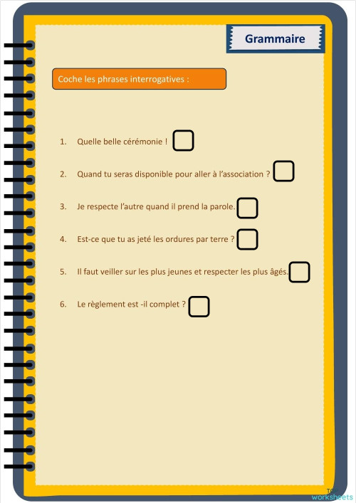 Phrase interogative1. Fiche interactive | TopWorksheets