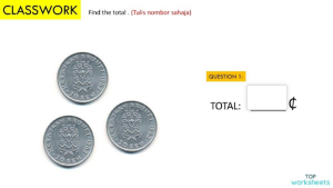 Year 1 Math | Total (cents). Interactive worksheet | TopWorksheets