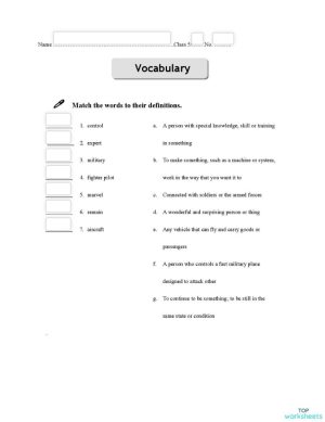 The Concorde vocabulary. Interactive worksheet | TopWorksheets