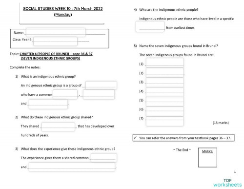 Social Studies - People Of Brunei. Interactive worksheet | TopWorksheets