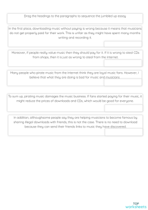 Writing an essay template. Interactive worksheet | TopWorksheets