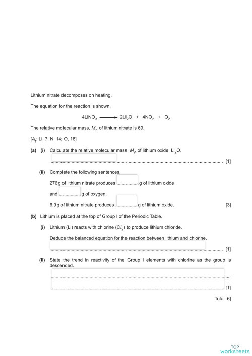 Chemistry: interactive worksheets and online exercises | TopWorksheets