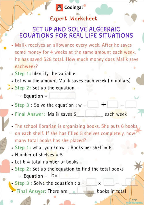 M_G05M13L37_WE03_ Real-World Applications-Algebra Patterns. Interactive ...