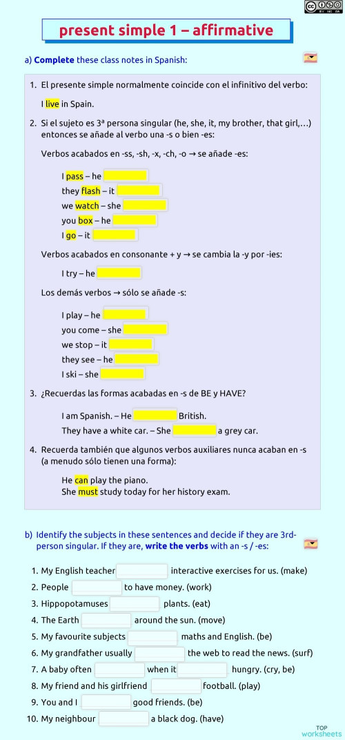 Present simple 2 - Negative. Interactive worksheet | TopWorksheets