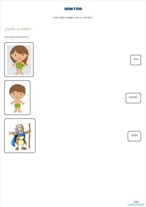 ADÁN Y EVA. Ficha interactiva | TopWorksheets