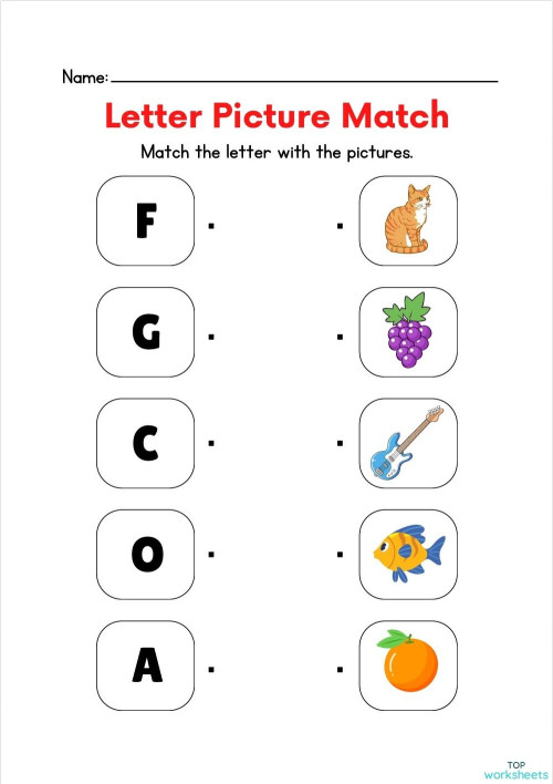 Picture-Word Matching. Interactive worksheet | TopWorksheets