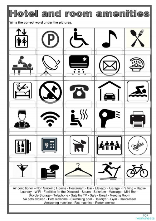 Hotel worksheet. Interactive worksheet | TopWorksheets