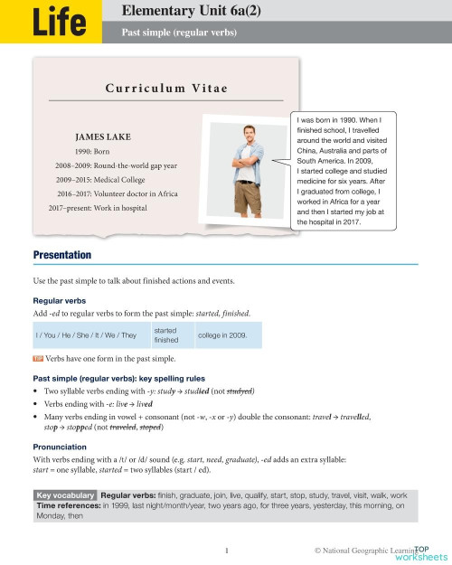 BASIC UNIT 6 REGULAR VERBS. Interactive worksheet | TopWorksheets