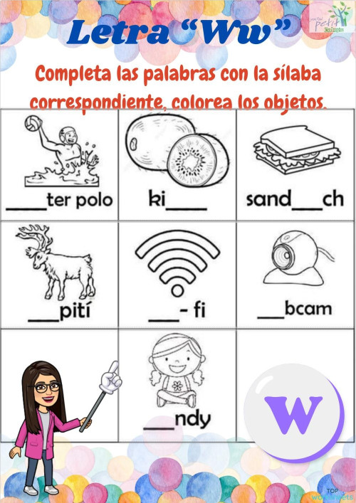 Letra "Ww": fichas interactivas y ejercicios online | TopWorksheets