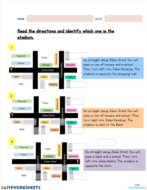 Giving Direction. Interactive worksheet | TopWorksheets