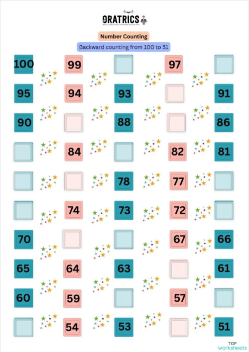 Counting Numbers 100- 51. Interactive worksheet | TopWorksheets