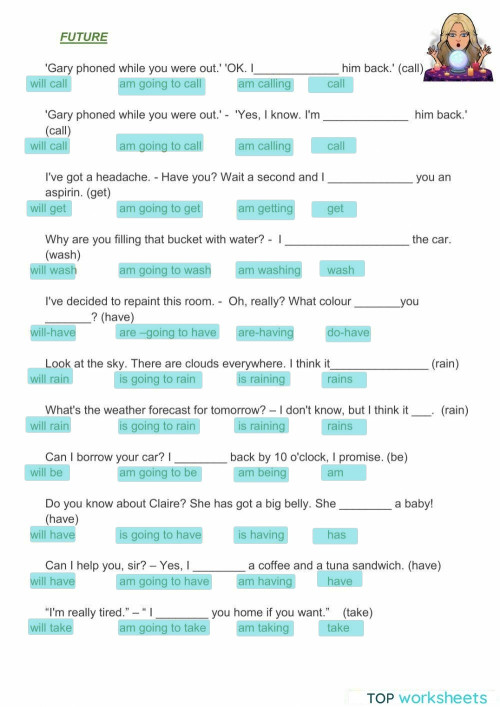 Future forms. Interactive worksheet | TopWorksheets