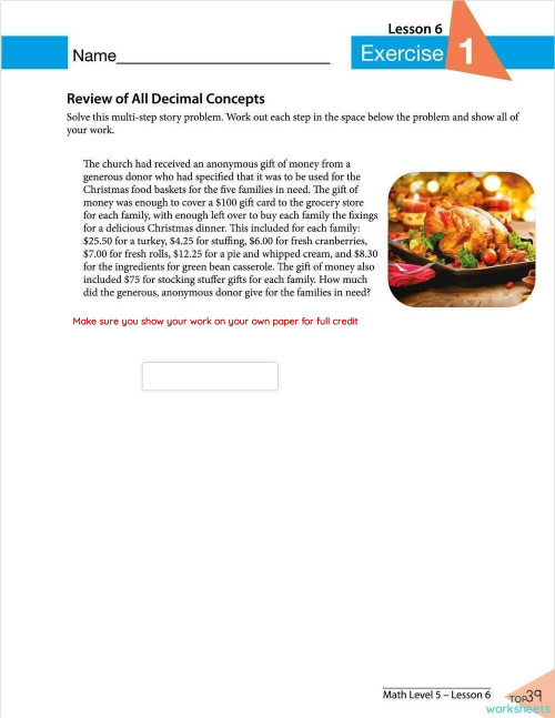 Lesson 6: Exercise 1 Pg 39. Interactive worksheet | TopWorksheets