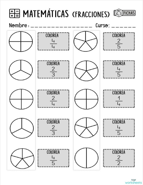 fracciones 4to grado. Ficha interactiva | TopWorksheets