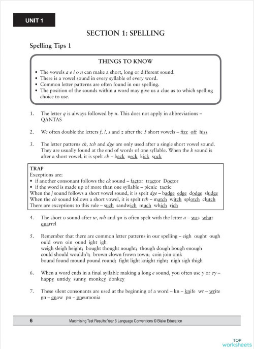 Spelling Tips 1. Interactive worksheet | TopWorksheets