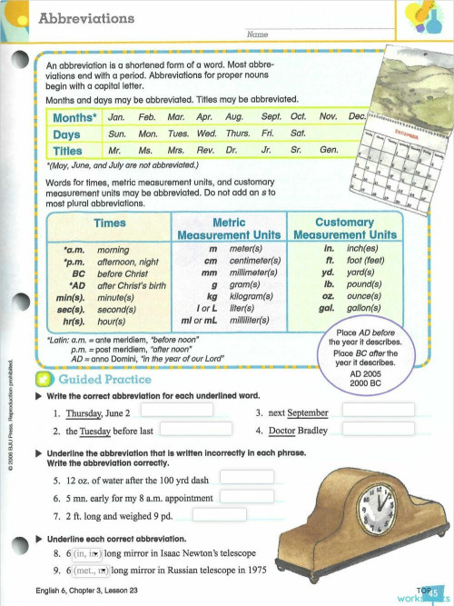 Lesson 23: Abbreviations Pg 45. Interactive worksheet | TopWorksheets