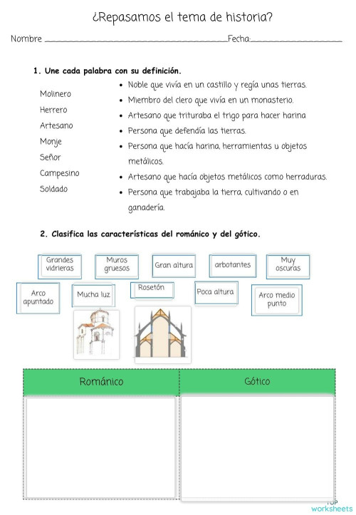 Edad Media: fichas interactivas y ejercicios online | TopWorksheets