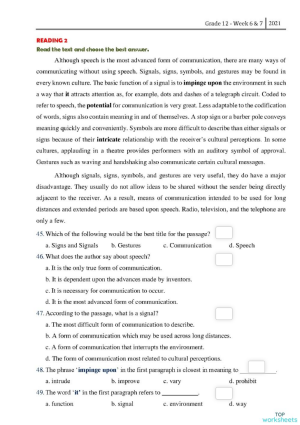 Unit 3 - Reading 2. Bài tập tương tác | TopWorksheets