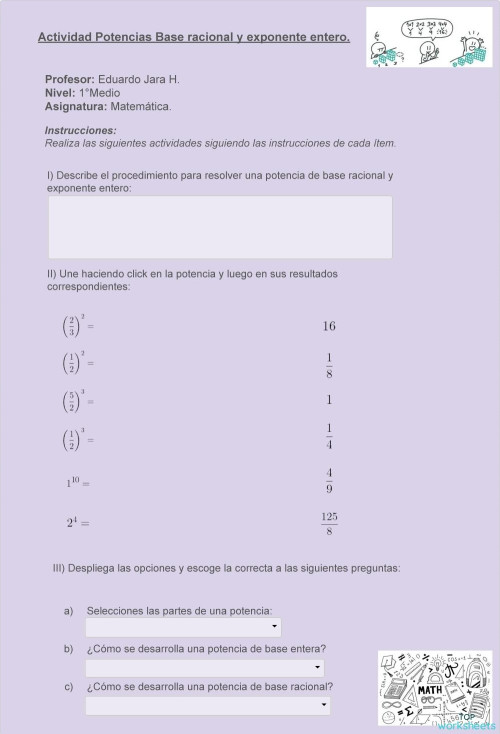 Matemáticas. Potencias de base 10 y expresiones polinómicas II. Ficha ...