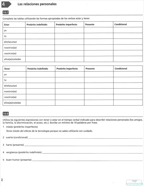 14. Las relaciones personales 72. Ficha interactiva | TopWorksheets