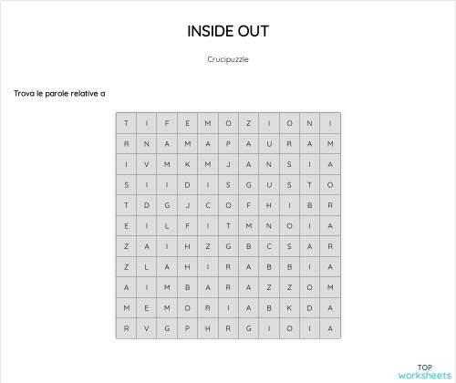 INSIDE OUT. Scheda interattiva | TopWorksheets