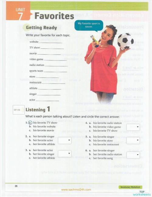 LISTENING PRACTICE - FAVORITES. Interactive worksheet | TopWorksheets