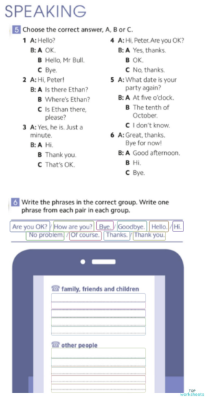 Speaking - Phone call. Ficha interactiva | TopWorksheets