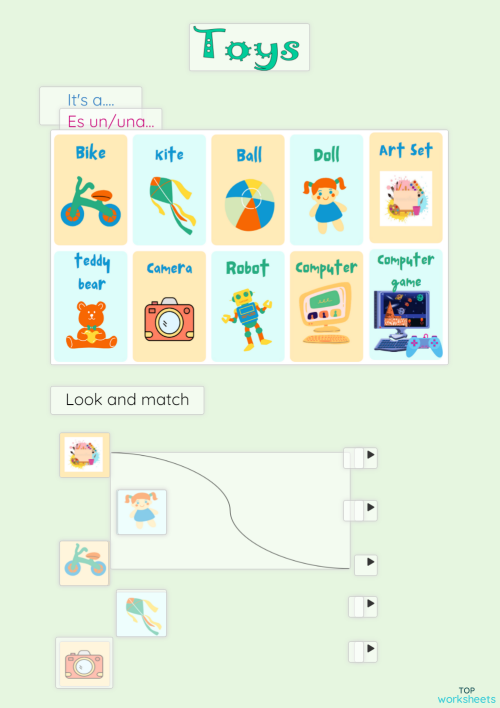 Toys-Look and match. Ficha interactiva | TopWorksheets