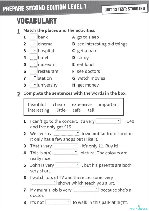 TEST UNIT 13. Interactive worksheet | TopWorksheets