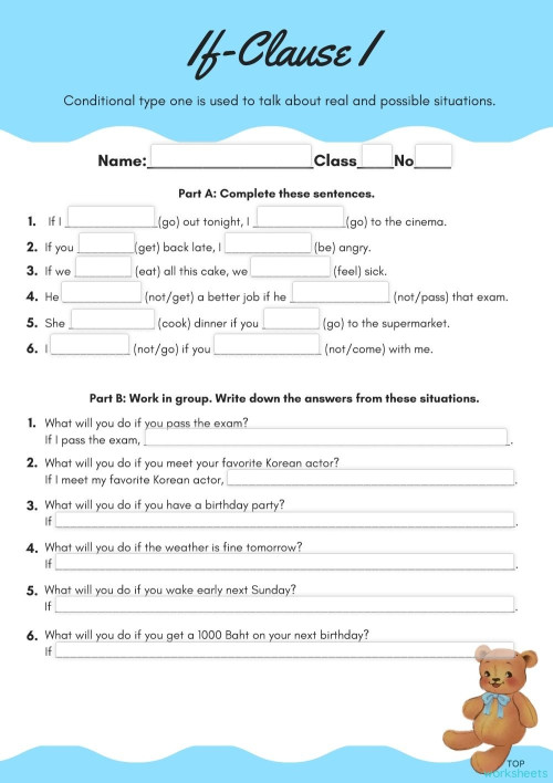 If-clause 1. Interactive worksheet | TopWorksheets