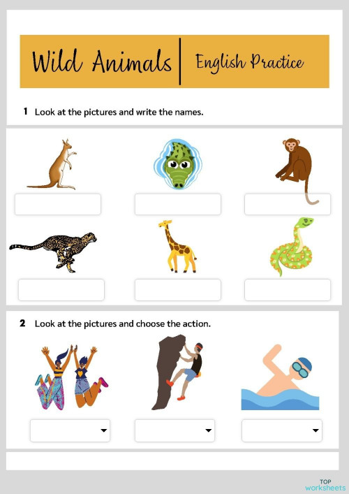 Wild Animals.-practice. Interactive worksheet | TopWorksheets