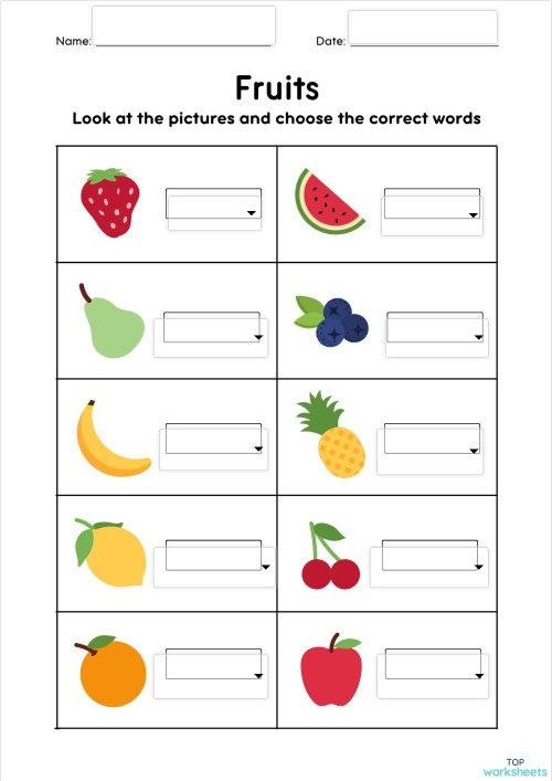 My favorite fruit ใบงานเชิงโต้ตอบ | TopWorksheets