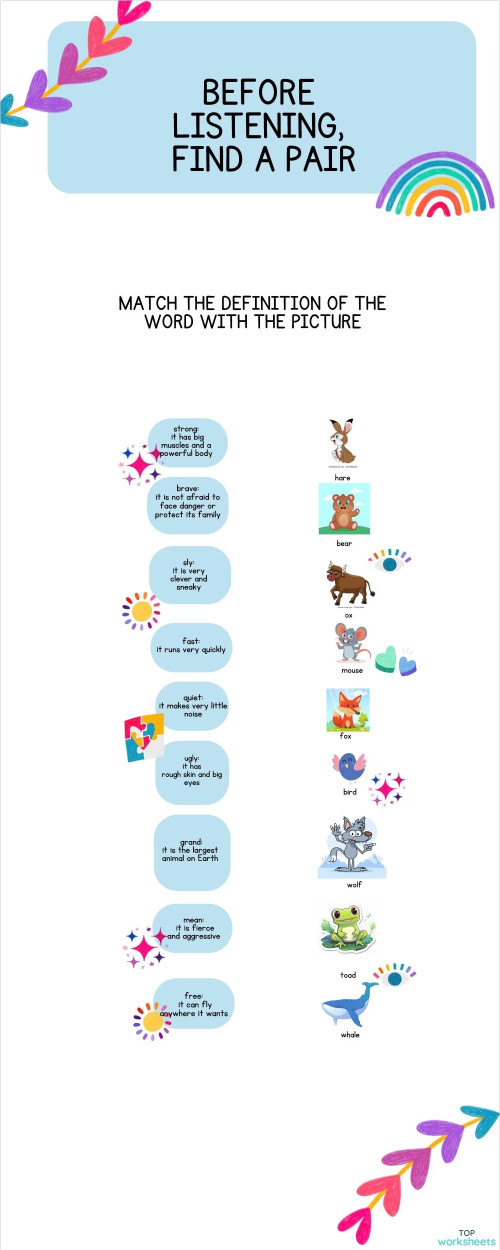 Find a pair. Interactive worksheet | TopWorksheets