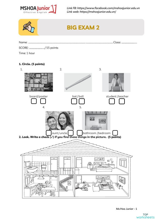 BIG EXAM 2 - EX1. Interactive worksheet | TopWorksheets