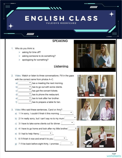 Listening 3. Interactive worksheet | TopWorksheets