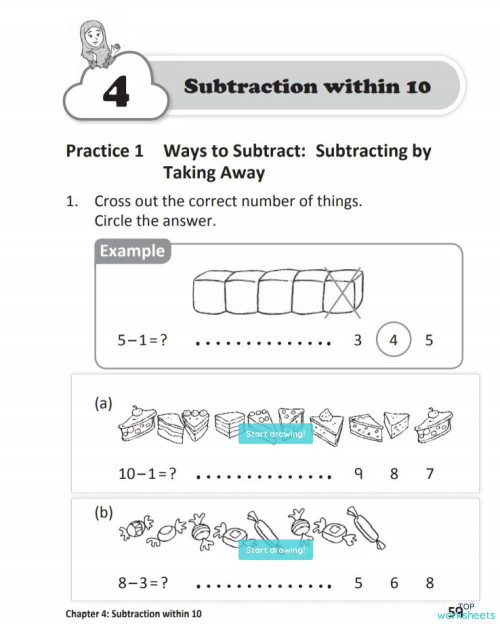 Subtracting by Taking Away. Interactive worksheet | TopWorksheets
