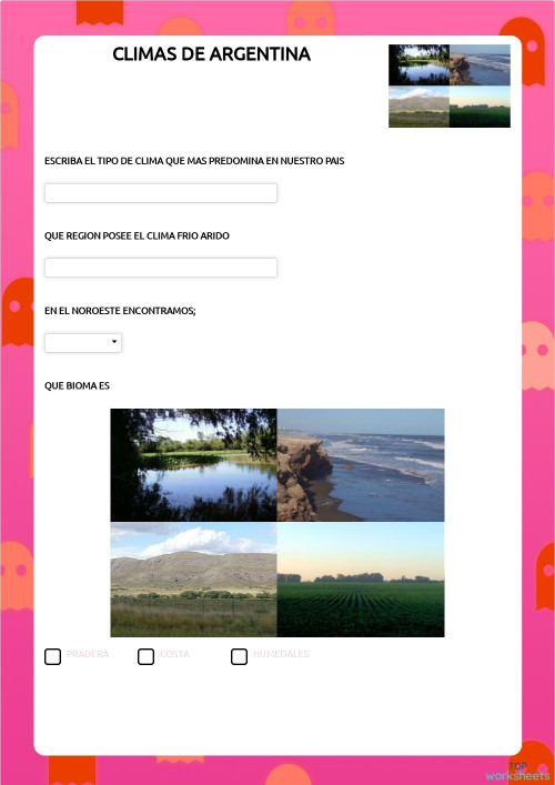CLIMAS DE ARGENTINA. Ficha interactiva | TopWorksheets